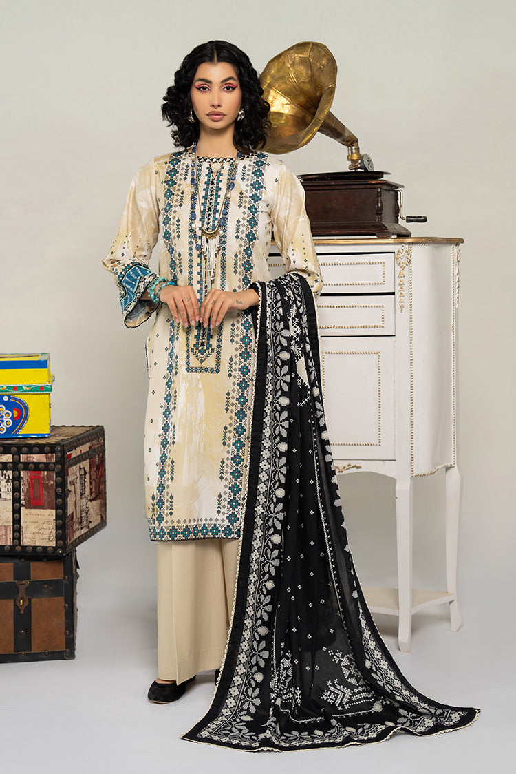 3-PC Unstitched Digital Printed Lawn Suit – Raja Sahib