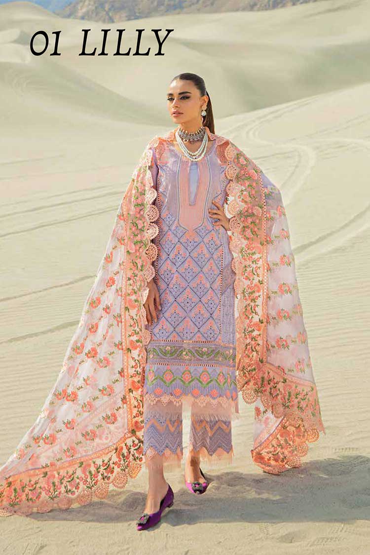01 Lilly Luxury Lawn Collection Vol 2 – Raja Sahib